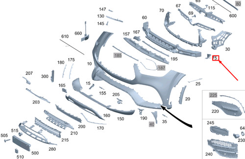 MB GLE W167 FRONT BUMPER LEFT UPPER AIR DUCT SEGMENT A1678857504 NO ...