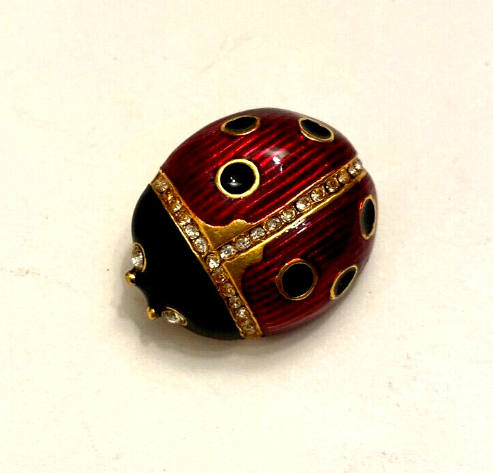 Multilana Red Black Enameled Lady Bug Rhinestone Gold… - Gem
