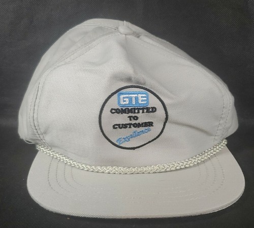 GTE 80’s Customer Excellence Hat Cap Vtg Employee Strap Grey Service ...