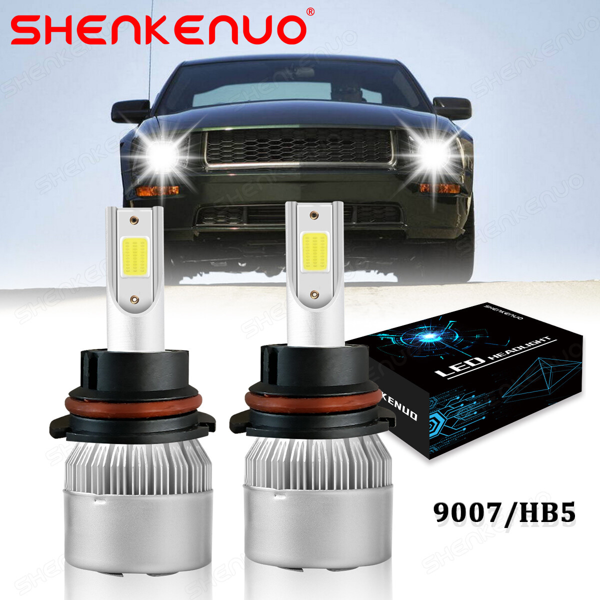 For Ford Mustang 1990-2004 9007 HB5 Plug&Play White LED Headlamp High ...
