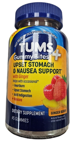 Tums Gummy Bites w/ GINGER Upset Stomach & Nausea 45 ct -- | eBay