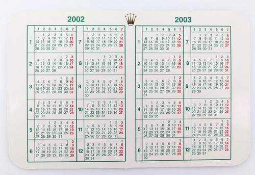 .ROLEX 2002 - 2003 CALENDAR. SUBMARINER, GMT, DATEJUST, EXPLORER ETC ...