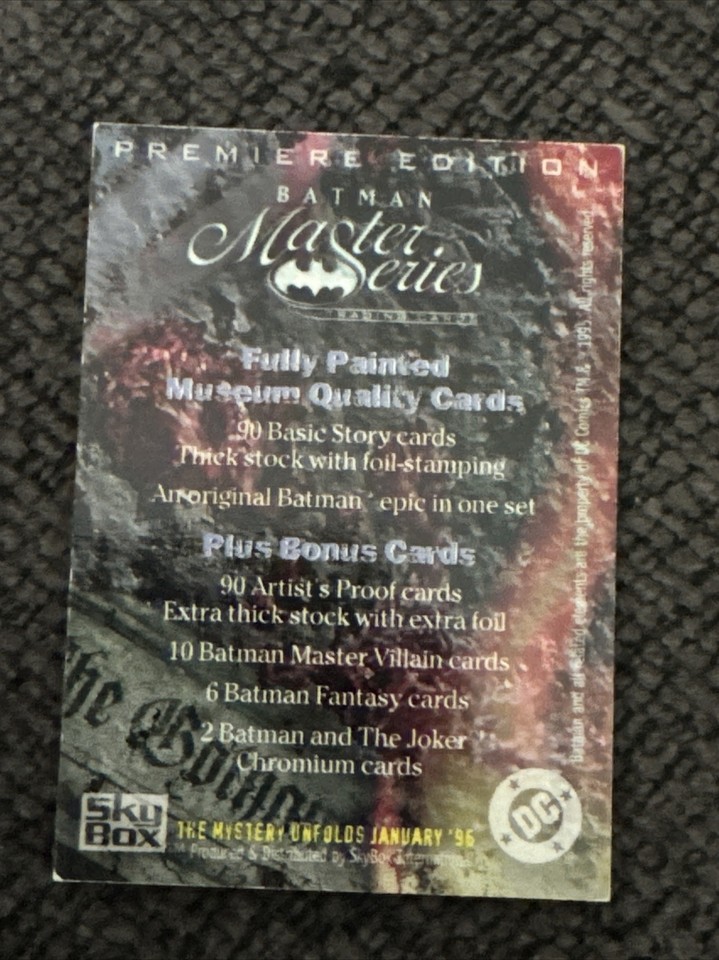 1995 Skybox Premiere Edition Batman Master Series Joker PROMO Trading ...