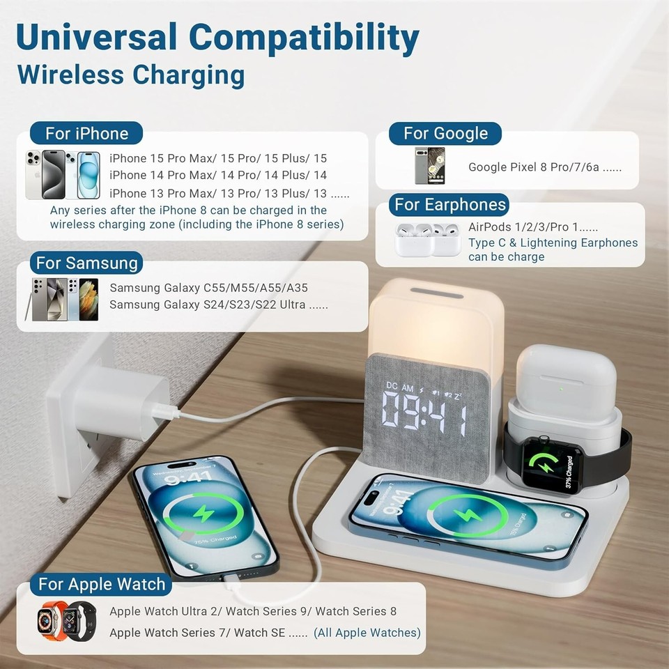 COLSUR 6 in 1 Wireless Charging Station, Magsafe 18W Wireless Charger ...