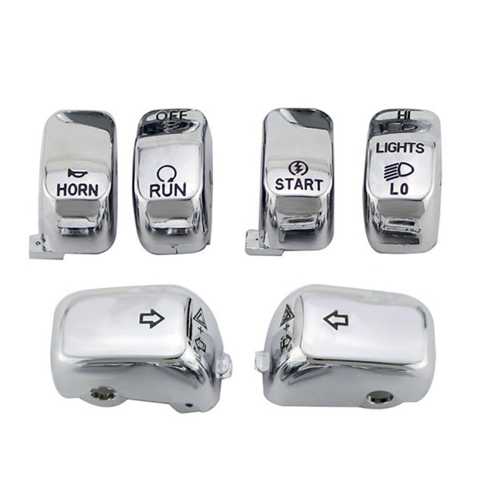 6pcs Chrome Hand Control Switch Button Caps For Harley Road King ...