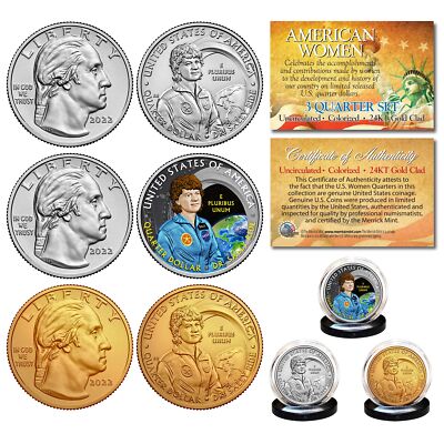 DR. SALLY RIDE 3-Coin Set 2022 American Women Quarters - Color Gold ...