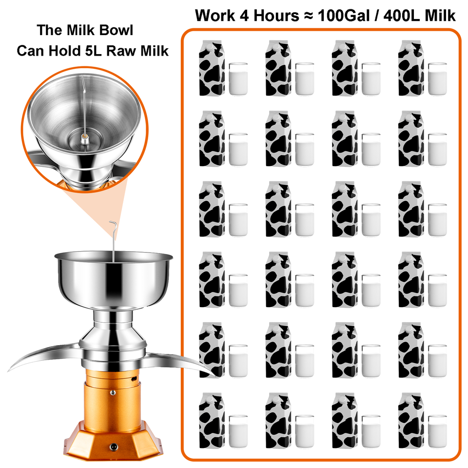 Ginkman 100V-240V 25 Gal/H & 100L/H Electric Milk Cream Centrifugal ...