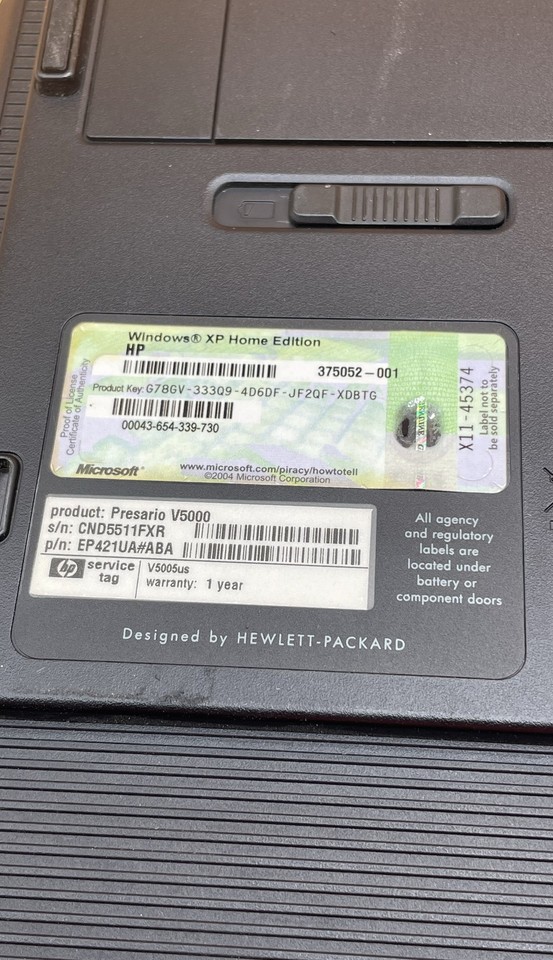 Compaq HP Presario V5000 Laptop 15.4" AMD Sempron Windows XP Vintage | eBay