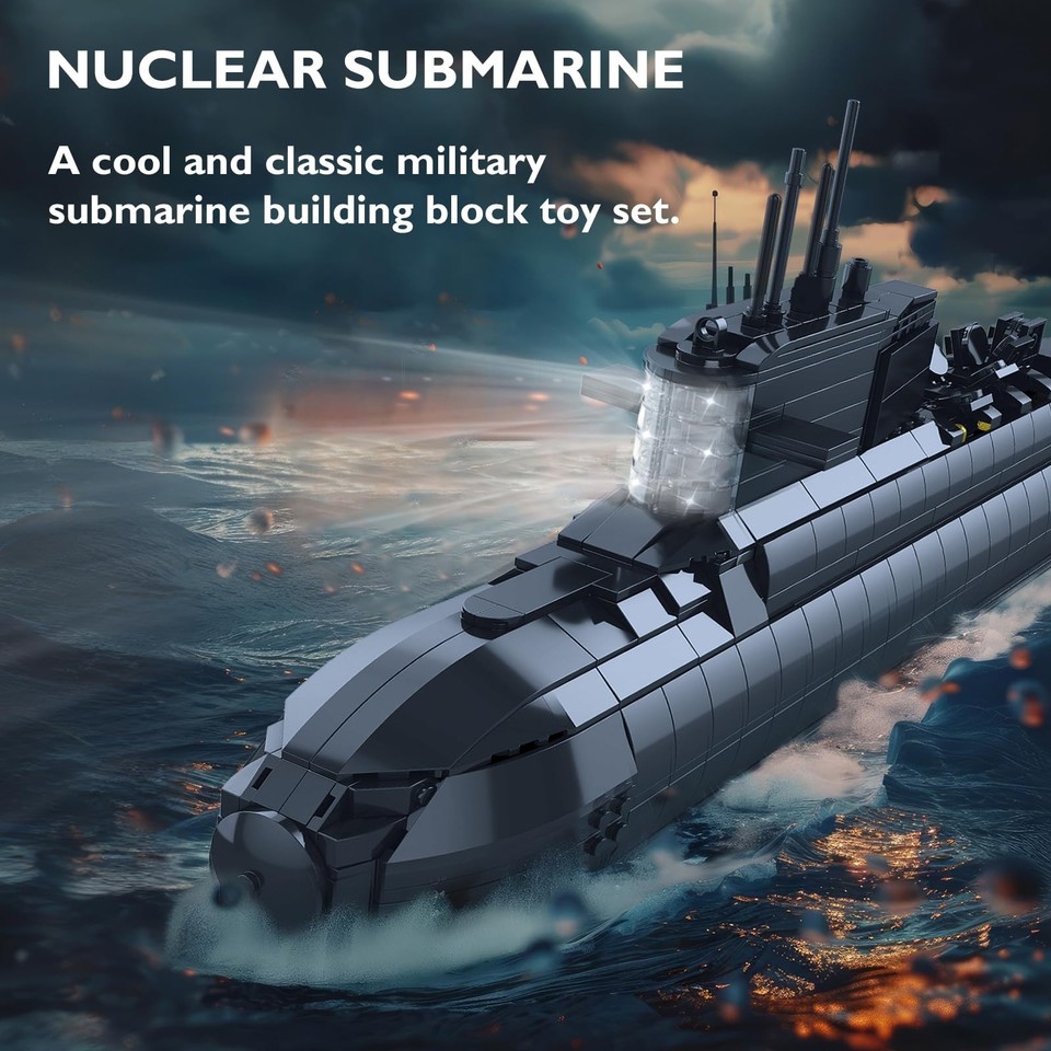 Nuclear Submarine Building Set, Military Toy with Lights, WW2 ...