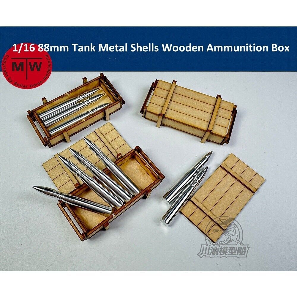 1/16 Scale 88mm Tank Metal Shells Wooden Ammunition Box Assembly Model ...
