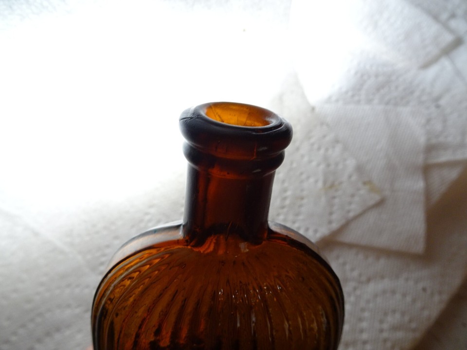antique liquor flask bottle Ribbed (copper-amber?) (6in.) | eBay