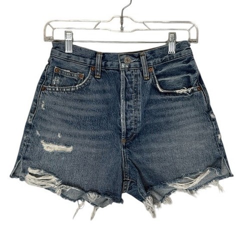 Agolde Women's Dee Short HIgh Rise Button Fly Distressed Shorts Size 25 ...
