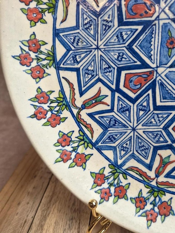 Grande assiette murale vintage en céramique de Kütahya signée – décor ...