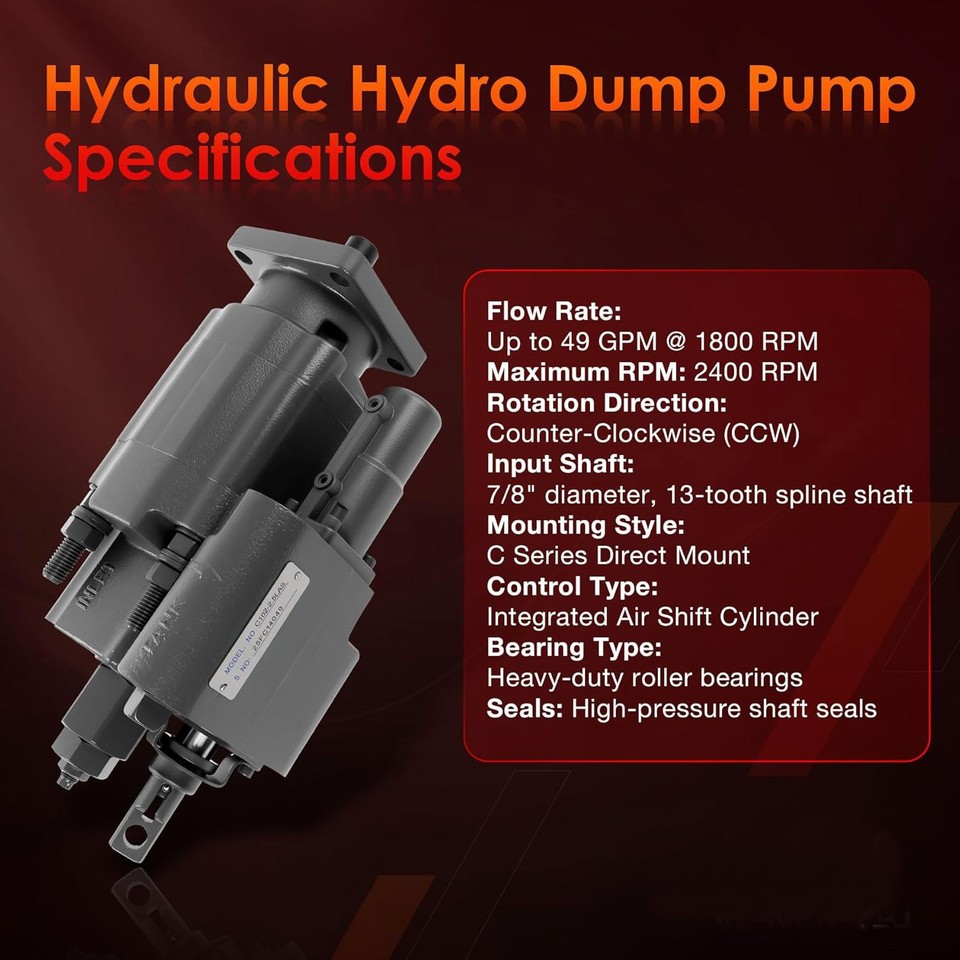 PTO Dump Pump Hydraulic Cylinder C102 Air Shift Direct Mount 7/8" 13-T ...