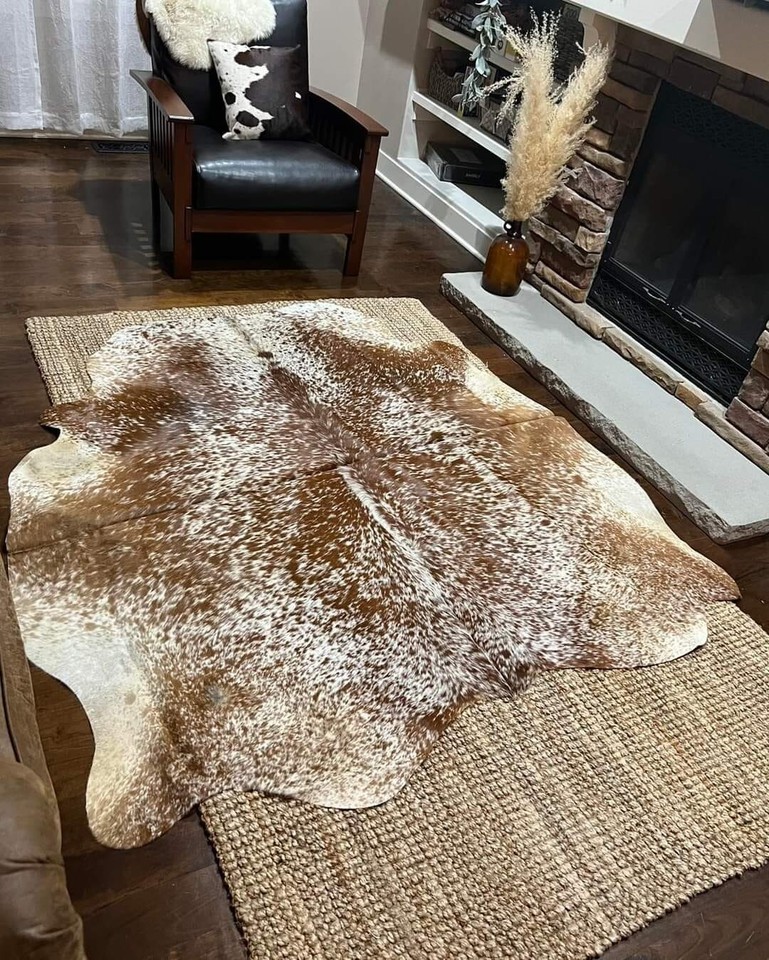 NEW REAL 100% COWHIDE RUGS TRICOLOR AUSTRALIAN COWS FUR SKINS CARPET ...