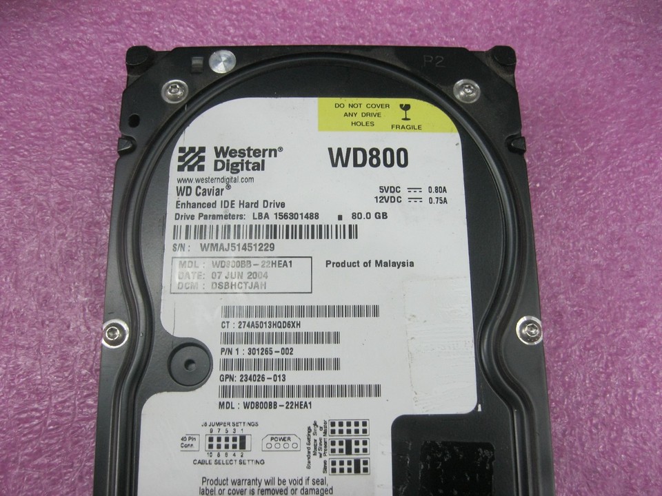 WD 80GB IDE Caviar WD800 7200 RPM 3.5" MDL WD800BB-22HEA1 | eBay