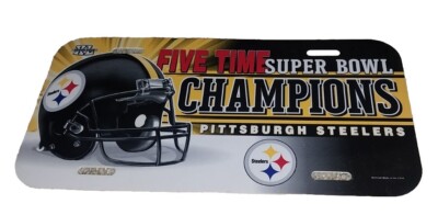 Pittsburgh Steelers Plastic License Plate 5x Super Bowl Champions ...