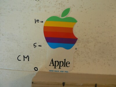 STICKER,DECAL APPLE LOGO VINTAGE COMPUTER STICKER ORIGINAL BEND BACK ...