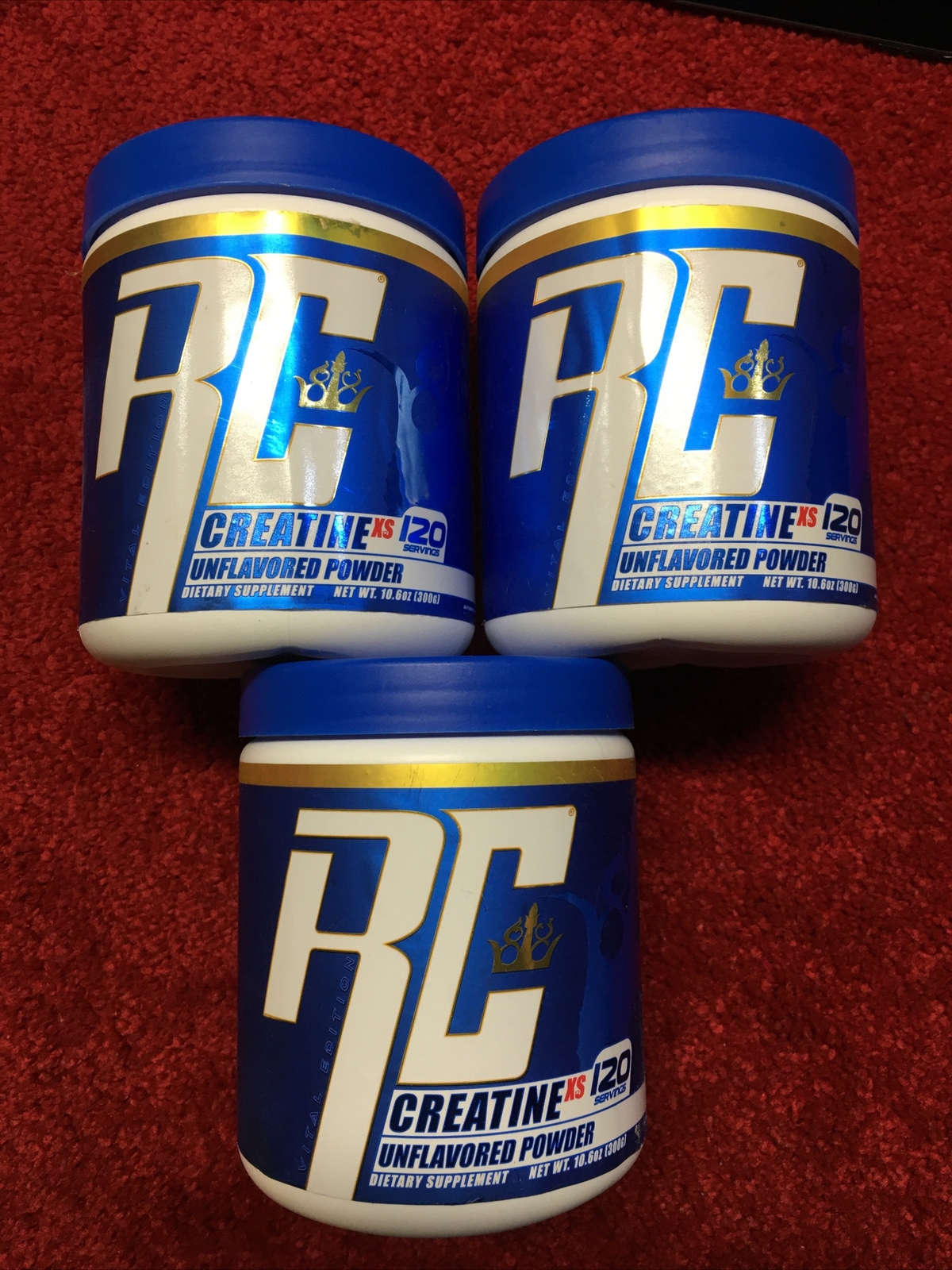 3x Vital Edition Creatine XS Powder, Unflavored, 10.6 oz (300 g) Exp 1/ ...