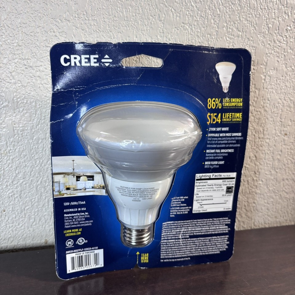 Cree 65W SOFT WHITE 2700K BR30 Dimmable LED Flood Light SHOWS COLORS ...
