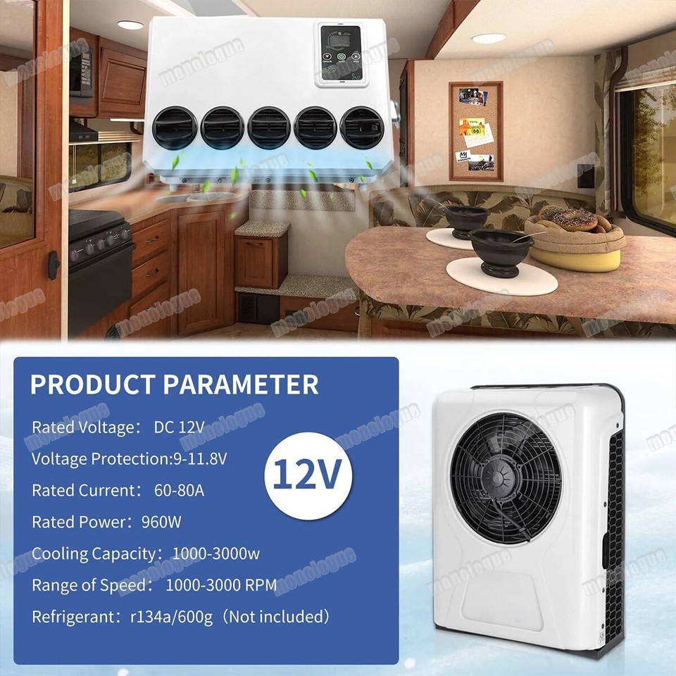 12V 12000BTU Air Conditioner Mini Split A/C For Semi Trucks Bus RV ...