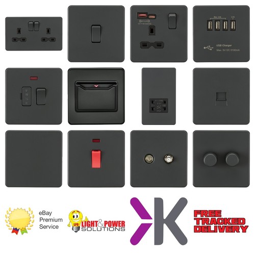 Screwless Anthracite Electrical Plug Sockets and Switches + USB ...