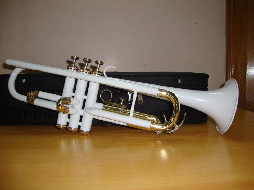 Trumpet SALE TRUMPET NEW White Brass FINISHED BB KEYS TRUMPET FREE CASE ...
