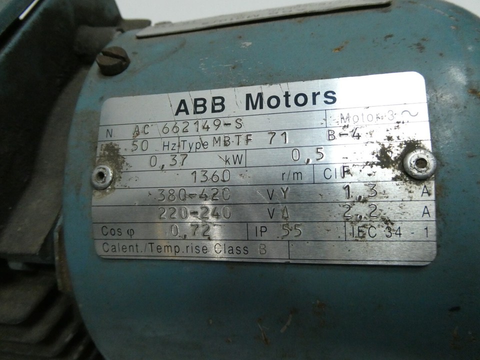 Abb MBTF 71 B-4 Ac Motor 3ph 0.37kw 1360rpm 220-240/380-420v-ac | eBay