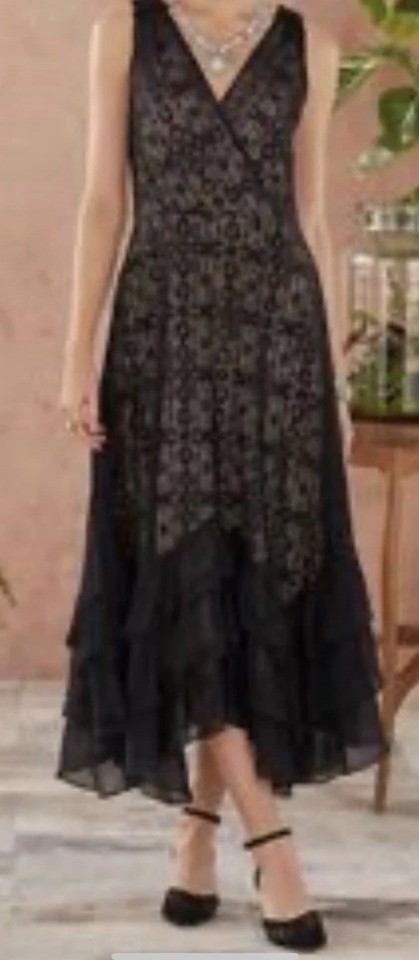 NEW SUNDANCE CATALOG Women Champs De Fleur BLACK Lace Sleeveless Dress ...
