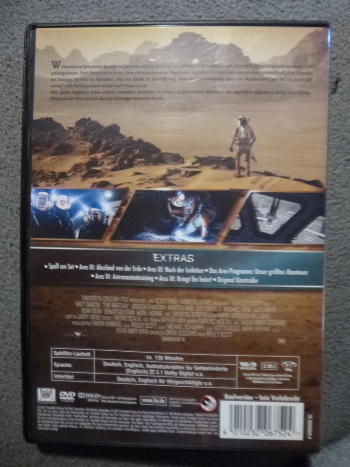 Der Marsianer Rettet Mark Watney DVD | eBay.de