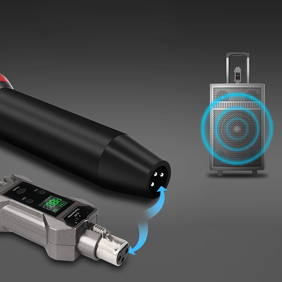 Plug-on Microphone Wireless System XLR Transmitter+ Receiver + 6.35mm ...