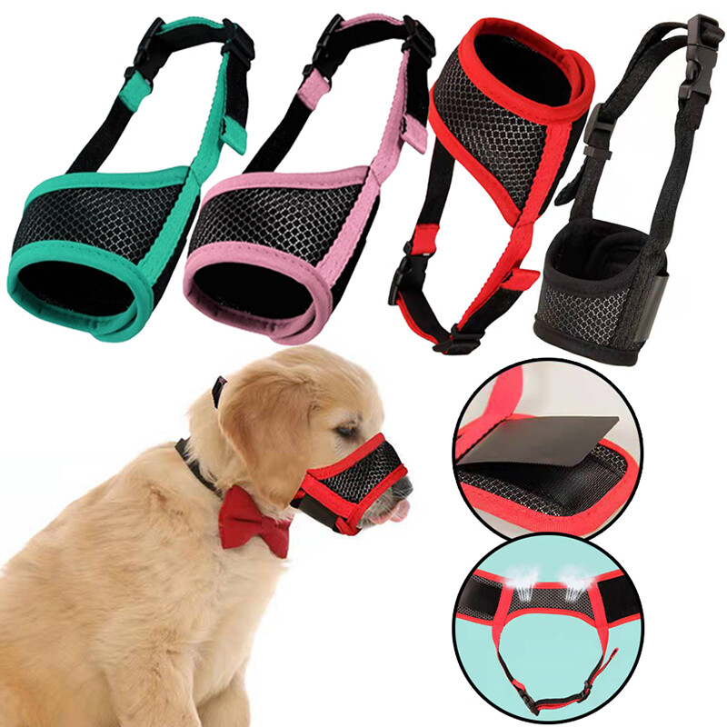 New Dog Muzzle Anti Stop Bite Barking Chewing Mesh Mask Training Pet ...