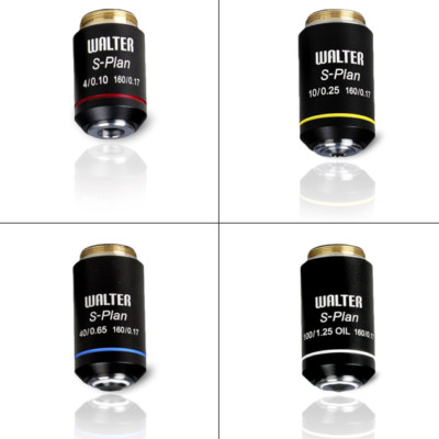 Vision Scientific 4X, 10X, 40X, 100X Semi-Plan Achromatic DIN Objective ...