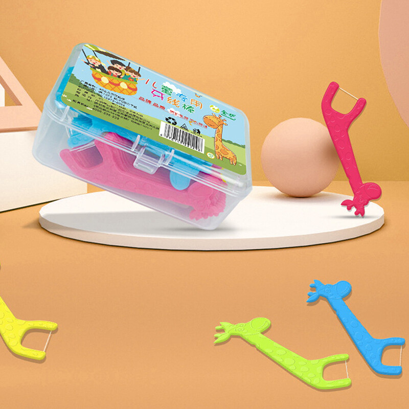 40Pcs/Box Super Thin Floss Stick Kids Cartoon Plastic Toothpicks Dental ...