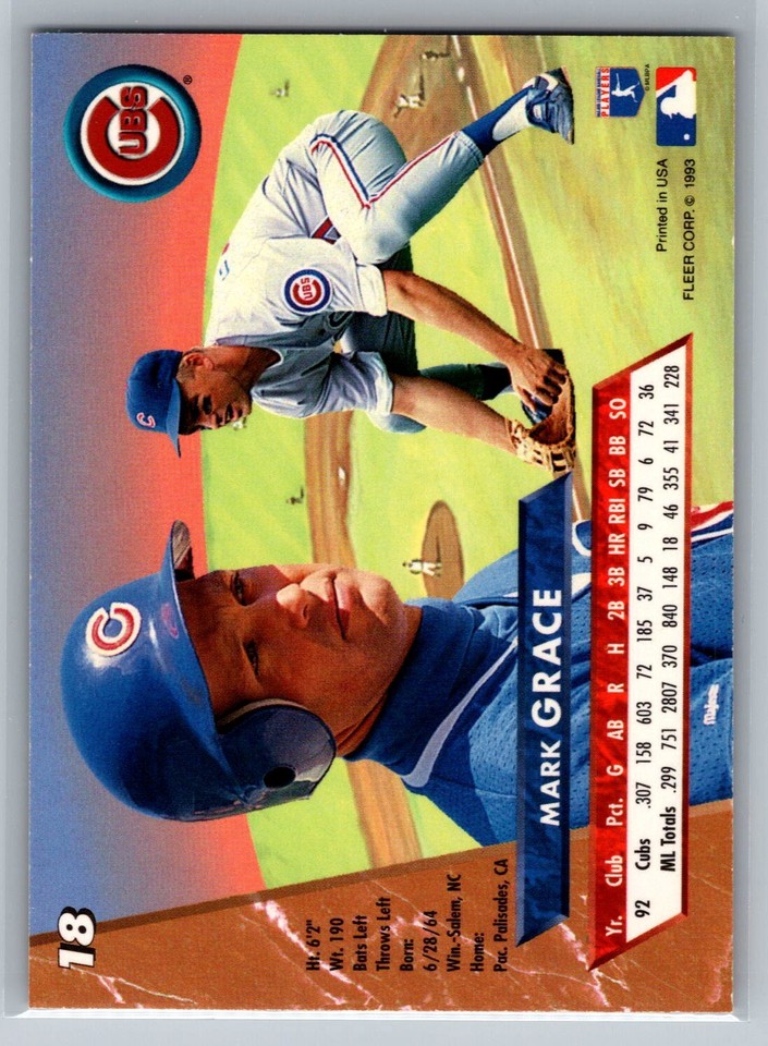 Mark Grace 1993 Ultra BASEBALL #18 Chicago Cubs | eBay