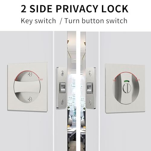 Pocket Door Lock Hardware with Color Coded Indicators Square Brushed ...