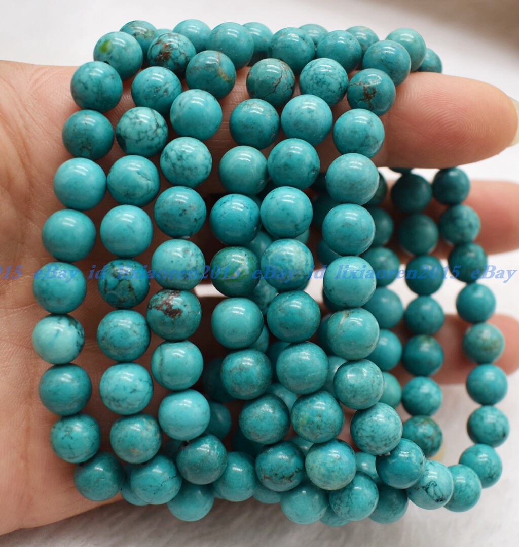 Wholesale 6 Pcs Natural Blue Turquoise 7.5” Crystal Stretch Bracelet | eBay