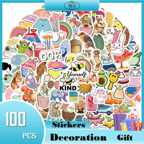 100pcs Cartoon Cute INS 6 Animals Stickers Gift Bomb Decal Waterproof ...