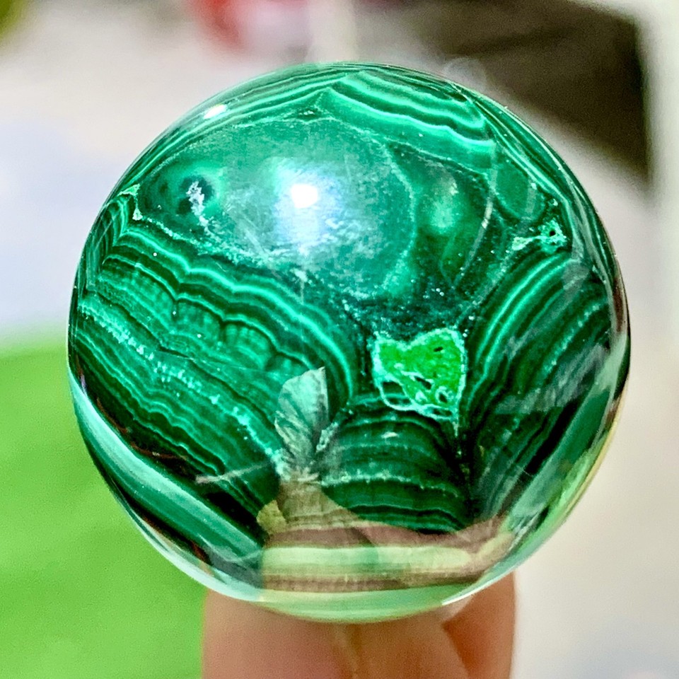 34G Natural glossy Malachite Ball transparent cluster rough mineral ...
