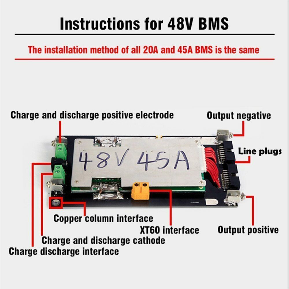 48V 13S Power Wall 18650 Li-ion Battery Module Battery Holder Box BMS ...