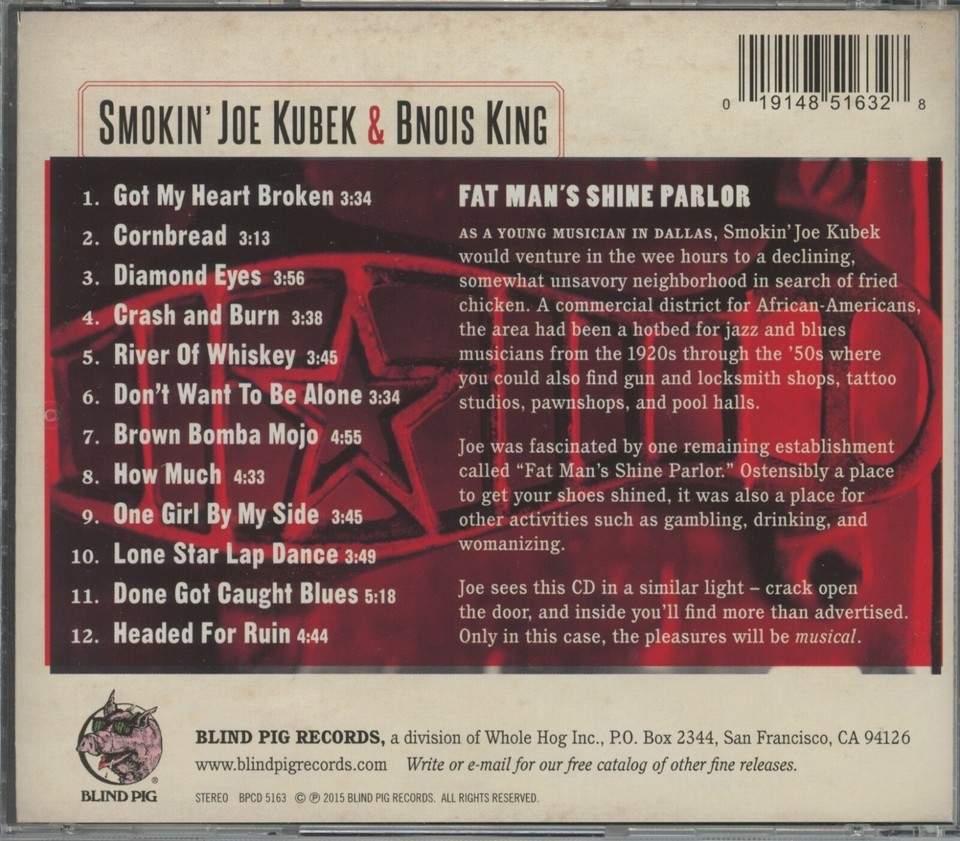 Fat Man's Shine Parlor by Smoin' Joe Kubek & Bnois King (CD, 2015 ...