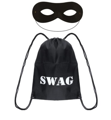 BURGLAR MASK WITH SWAG BURGLAR BAG EYE MASK THIEF CONVICT FANCY DRESS ...