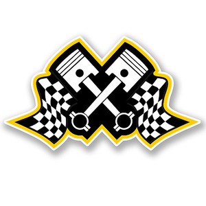 2 x Racing Piston Vinyl Sticker iPad Laptop Car Checkered Flag ...