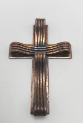 Vintage Copper Crucifix Cross Artisan Swirled Metalwork Pendant ...