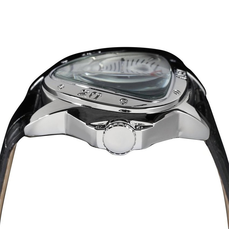 Winner Automatic Mechanical Leather Men Sport Watch Black New Triangle ...