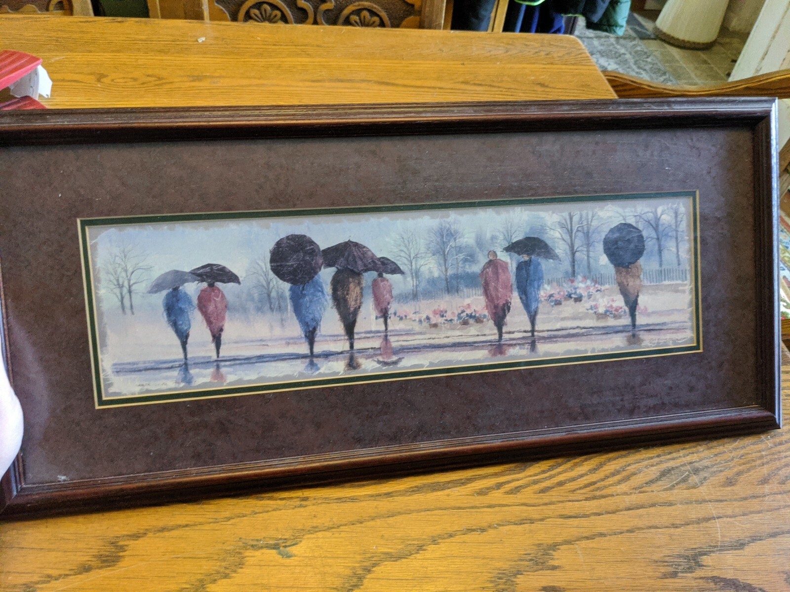 24x10 WOOD PICTURE FRAME GLASS VTG Russ Erickson Signed Print WALK IN ...