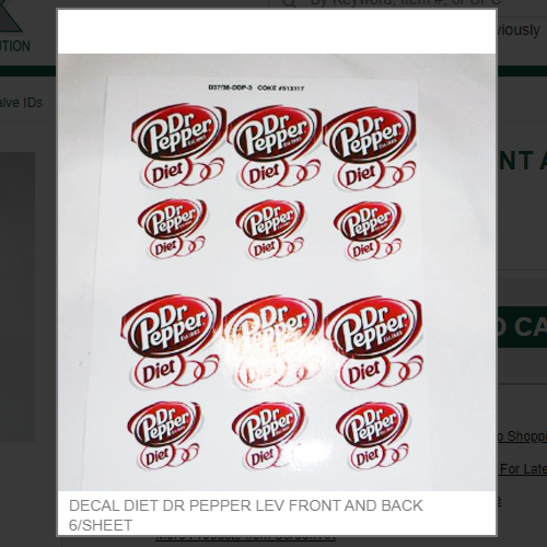 DECAL DIET DR PEPPER LEV FRONT AND BACK 6/SHEET # D37/38-DDP-3 | eBay