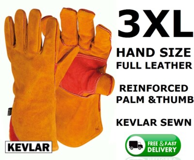 WELDING GLOVES,3XL,XXXL SIZE,GAUNTLETS,REINFORCED,GOLD LEATHER ...