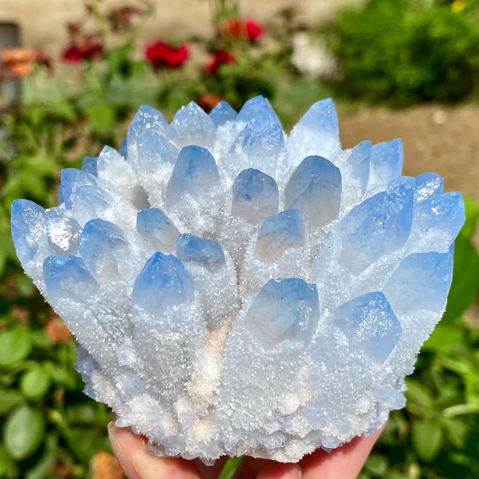 1.2LB New Find BLUE Phantom Quartz Crystal Cluster Mineral Specimen ...
