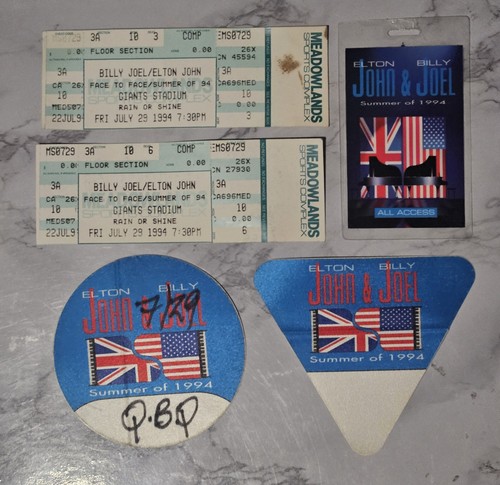 Elton John & Billy Joel 1994 Lot Of Laminated Backstage Pass, Stickers ...
